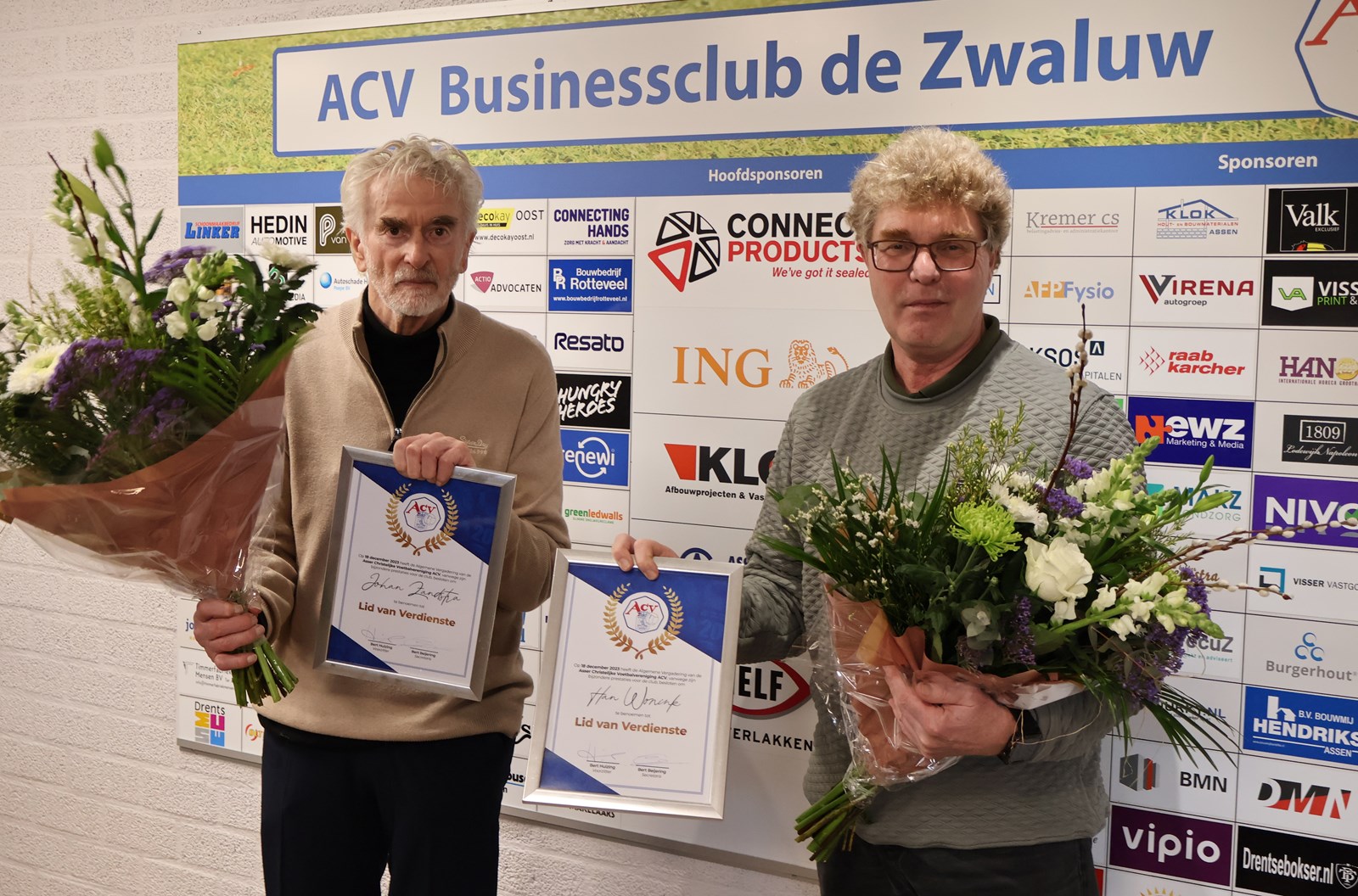 Johan Zandstra en Han Wonink benoemd tot Lid van verdienste ACV - ACV Assen