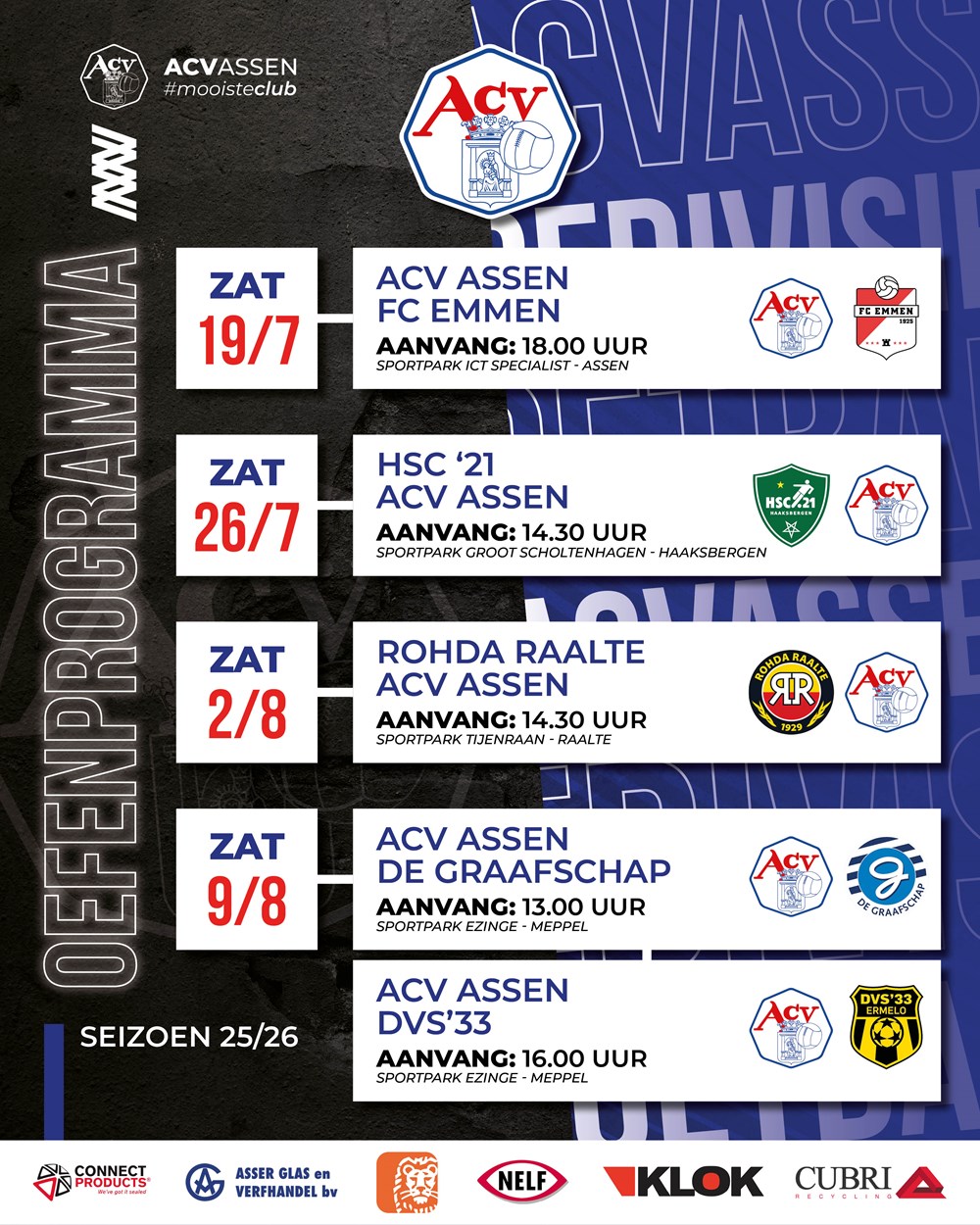 Voorbereiding ACV 1 seizoen 2025-2026 - ACV Assen