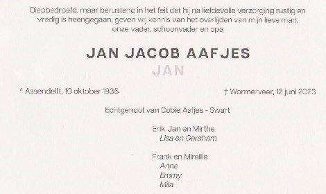 In memoriam Jan Aafjes - vv Assendelft