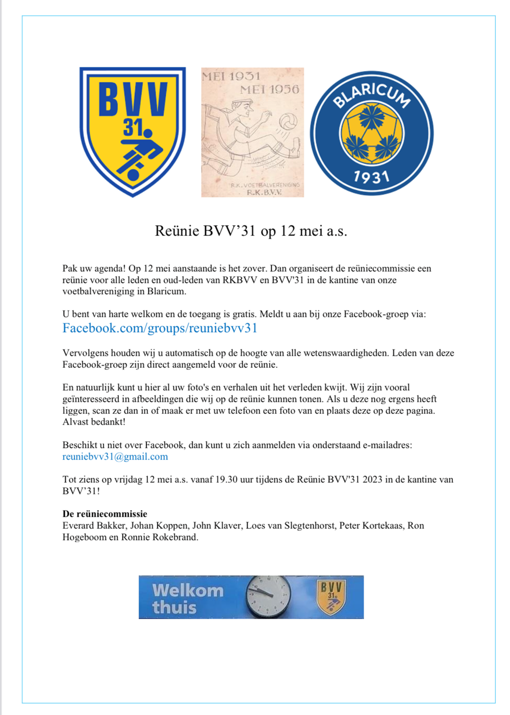BVV'31 Agenda - Blaricumse Voetbalvereniging BVV'31