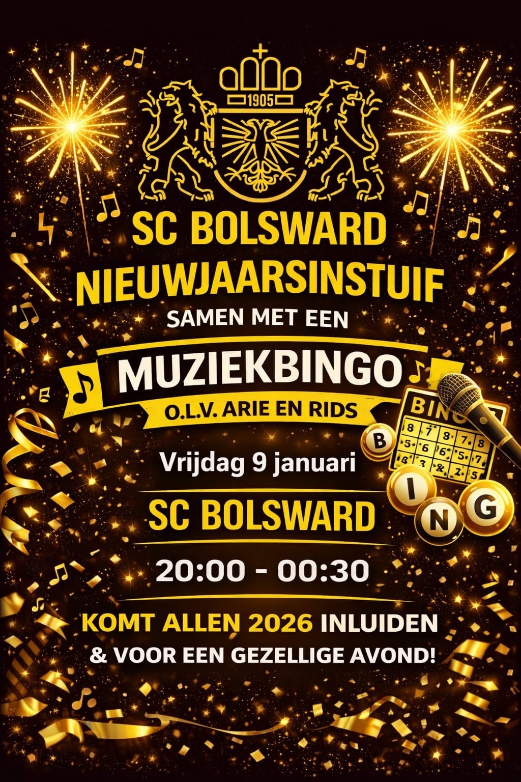 "Nieuwjaarsinstuif - MuziekBingo". - Sc Bolsward