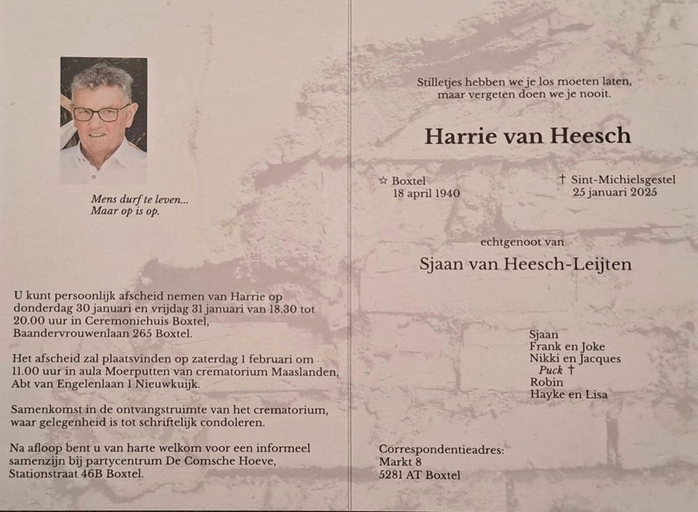 In memoriam: Harrie van Heesch en Piet Derks - RKSV Boxtel