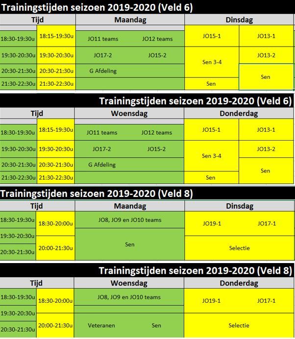 Wijziging trainingstijden - Braakhuizen