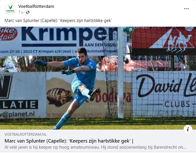 Marc van Splunter (Capelle): ‘Keepers zijn hartstikke gek’ - www ...