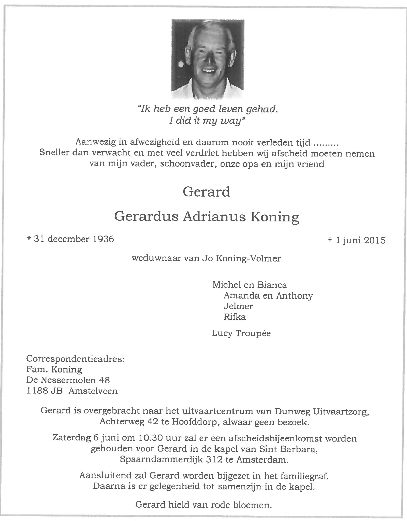 Overlijdensbericht - rksv DCG