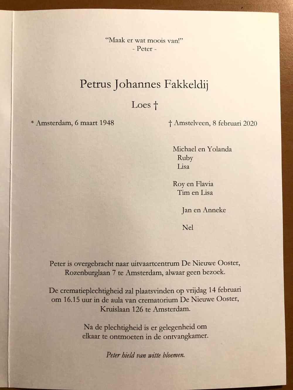 Bericht van overlijden - rksv DCG