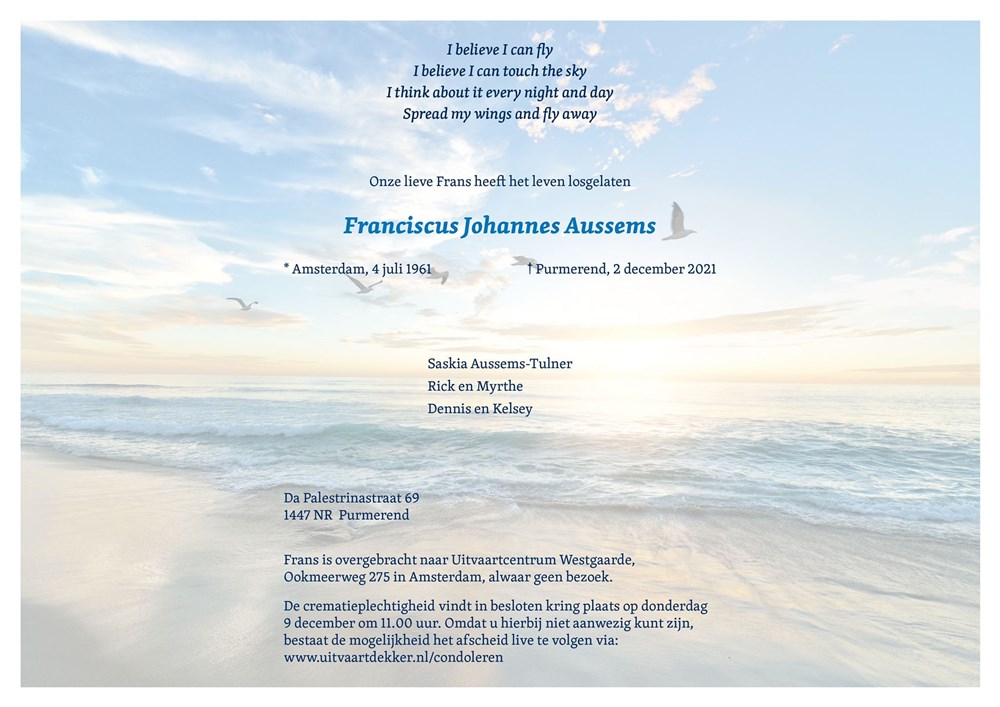 Bericht van overlijden. - rksv DCG