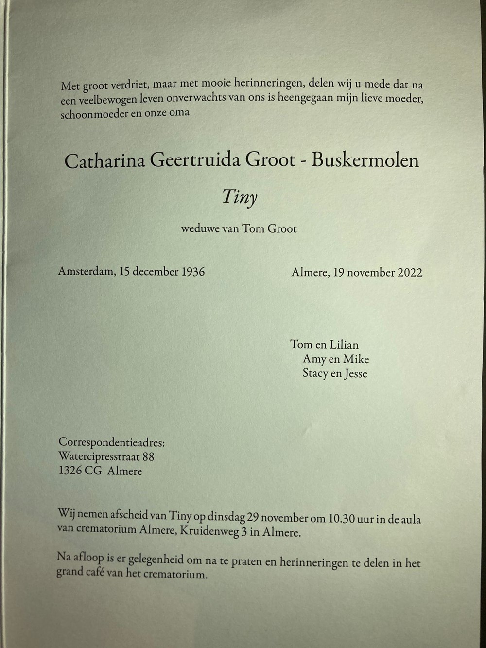 Bericht van overlijden - rksv DCG