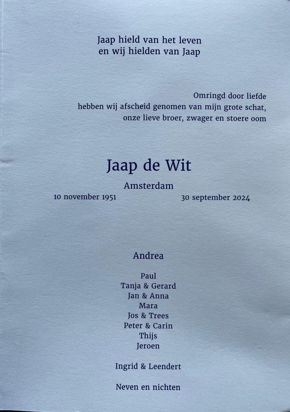 Bericht van overlijden - rksv DCG