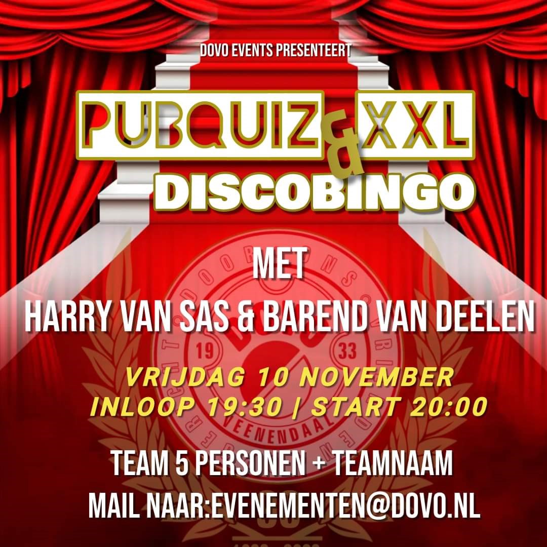 Pubquiz XXL en Discobingo - Voetbalvereniging DOVO Veenendaal