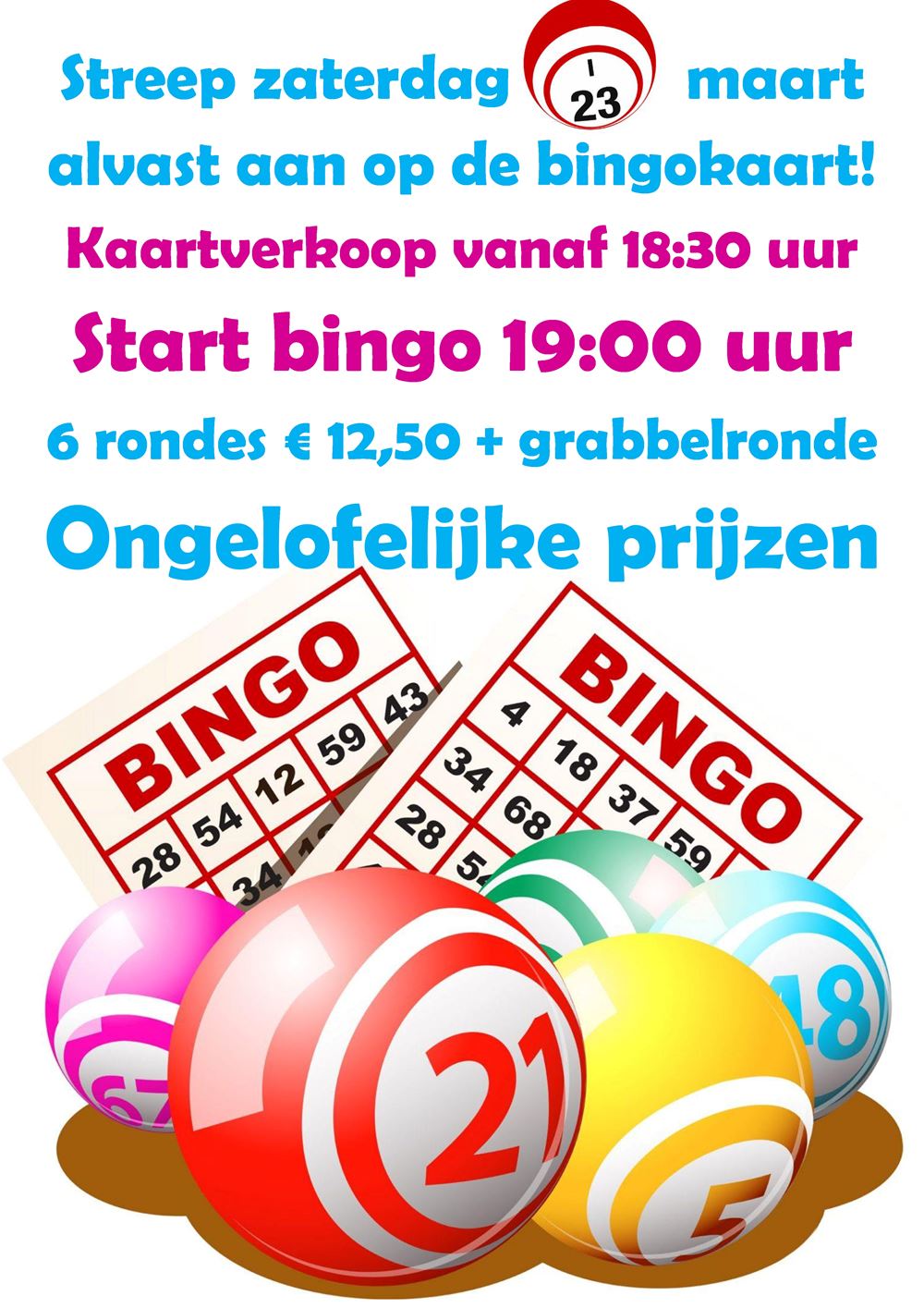 Bingo 23 maart - vv Drechtstreek