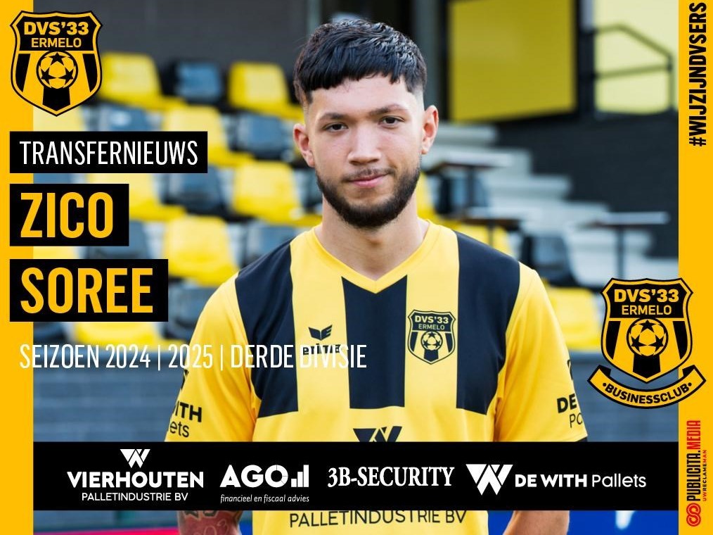 Aanvaller Zico Soree versterkt aanval DVS’33 Ermelo - DVS'33 Ermelo