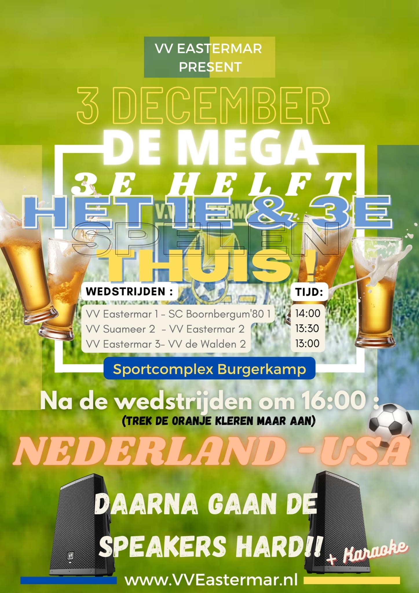 LET OP: VV Eastermar - Boorbergum om 14:00 uur