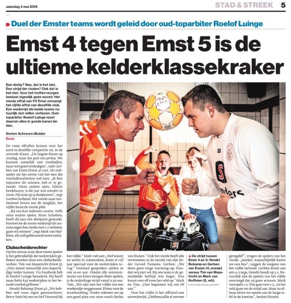 Vandaag in de De Stentor: ' Emst 4 tegen Emst 5 is de ultieme ...