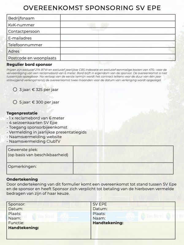 Reclamebordsponsoring - SV Epe