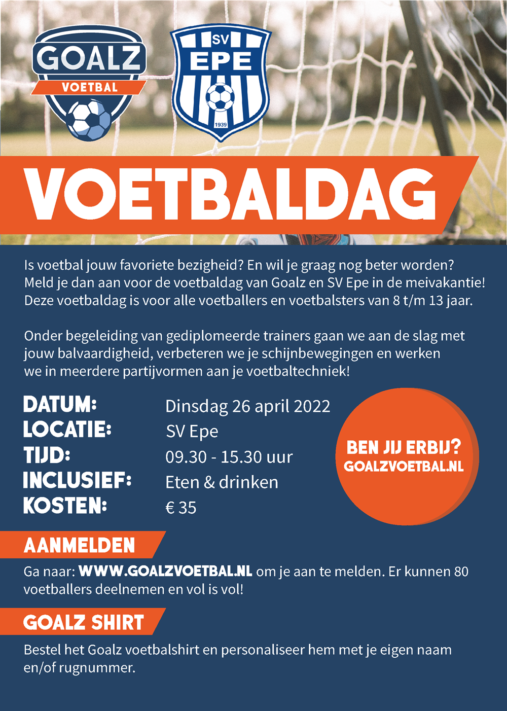 Goalz voetbaldag (26 april as) - SV Epe