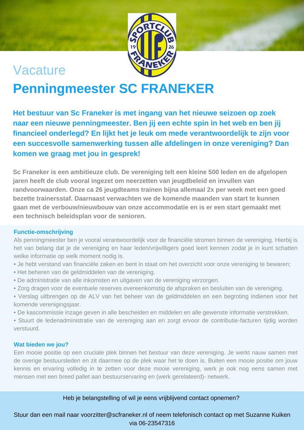 Penningmeester gezocht! - SC Franeker