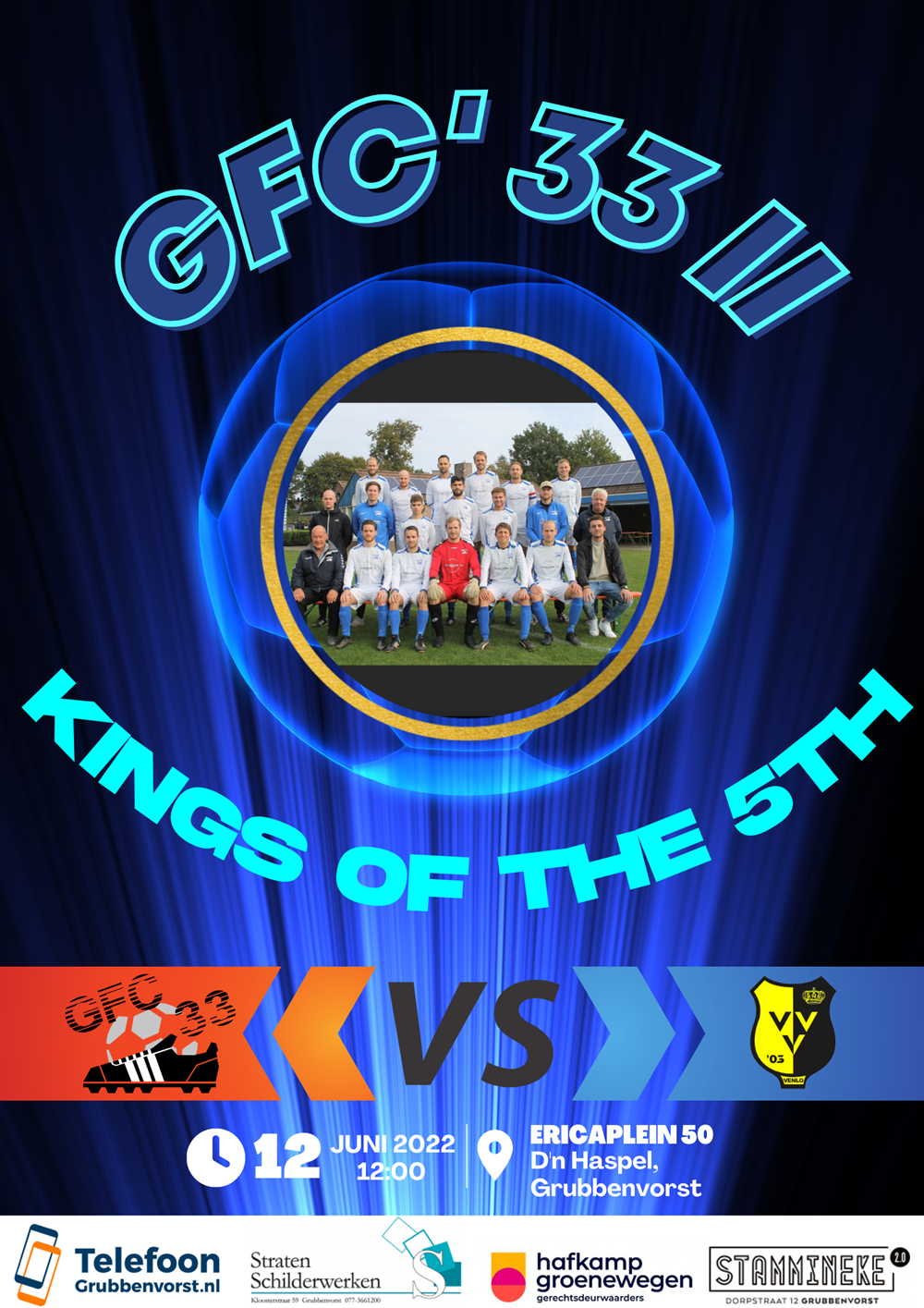 Het 2e elftal van GFC'33 is kampioen geworden in de reserve 5e klasse ...