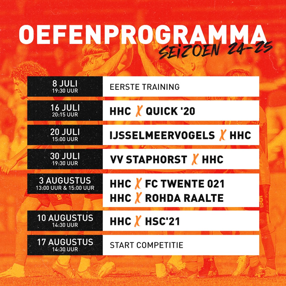 Bekijk hier wanneer het eerste elftal oefenduels speelt - HHC Hardenberg