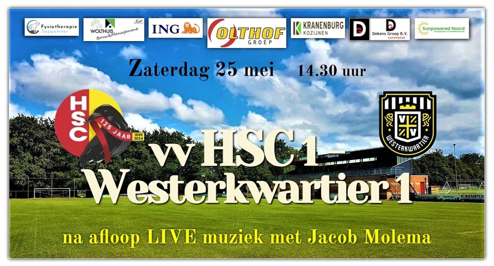 Zaterdag 25 mei om 14.30 uur vv HSC 1 - Westerkwartier 1 - vv HSC