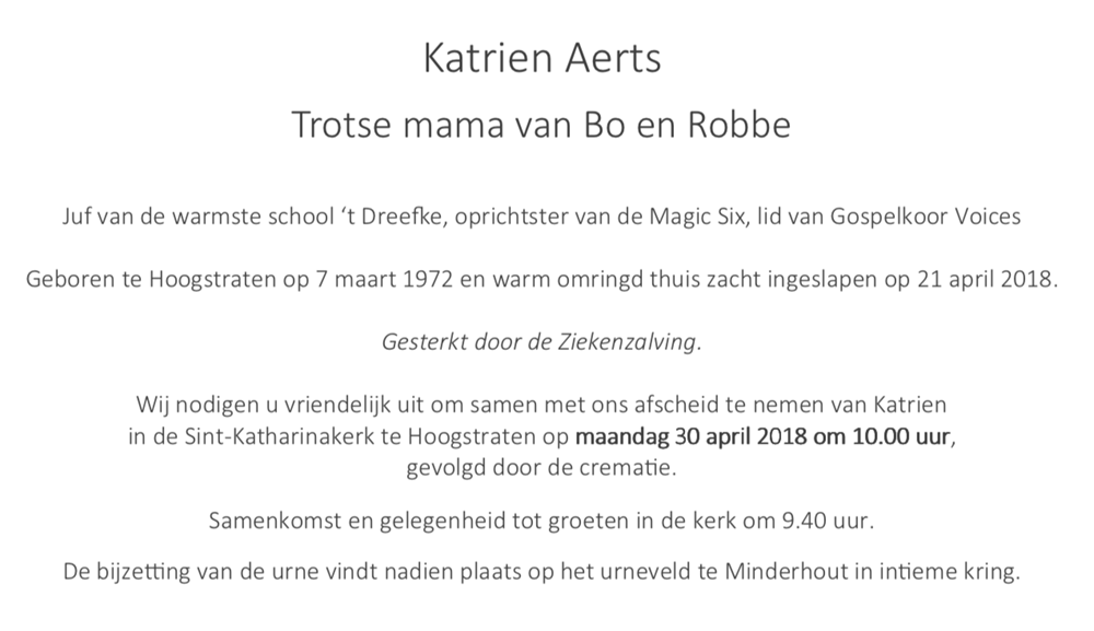 RIP Katrien Aerts - Hoogstraten VV