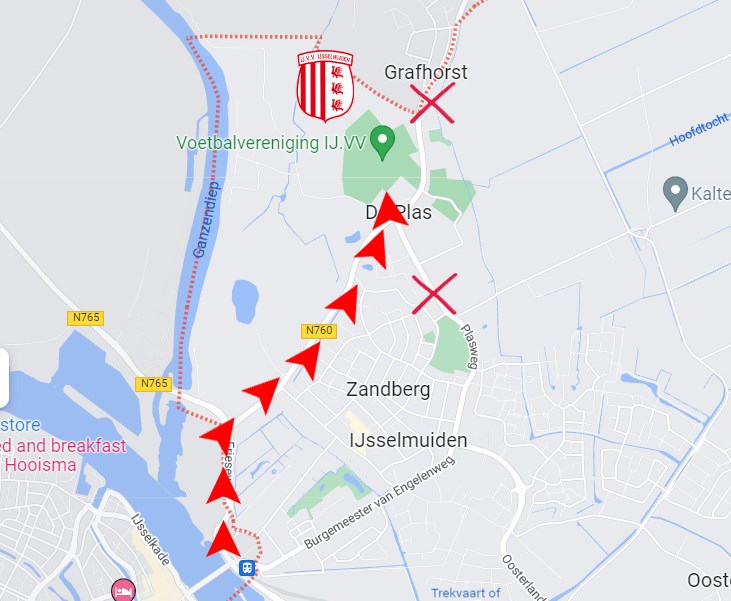 Bereikbaarheid IJVV i.v.m. wegwerkzaamheden. - IJVV