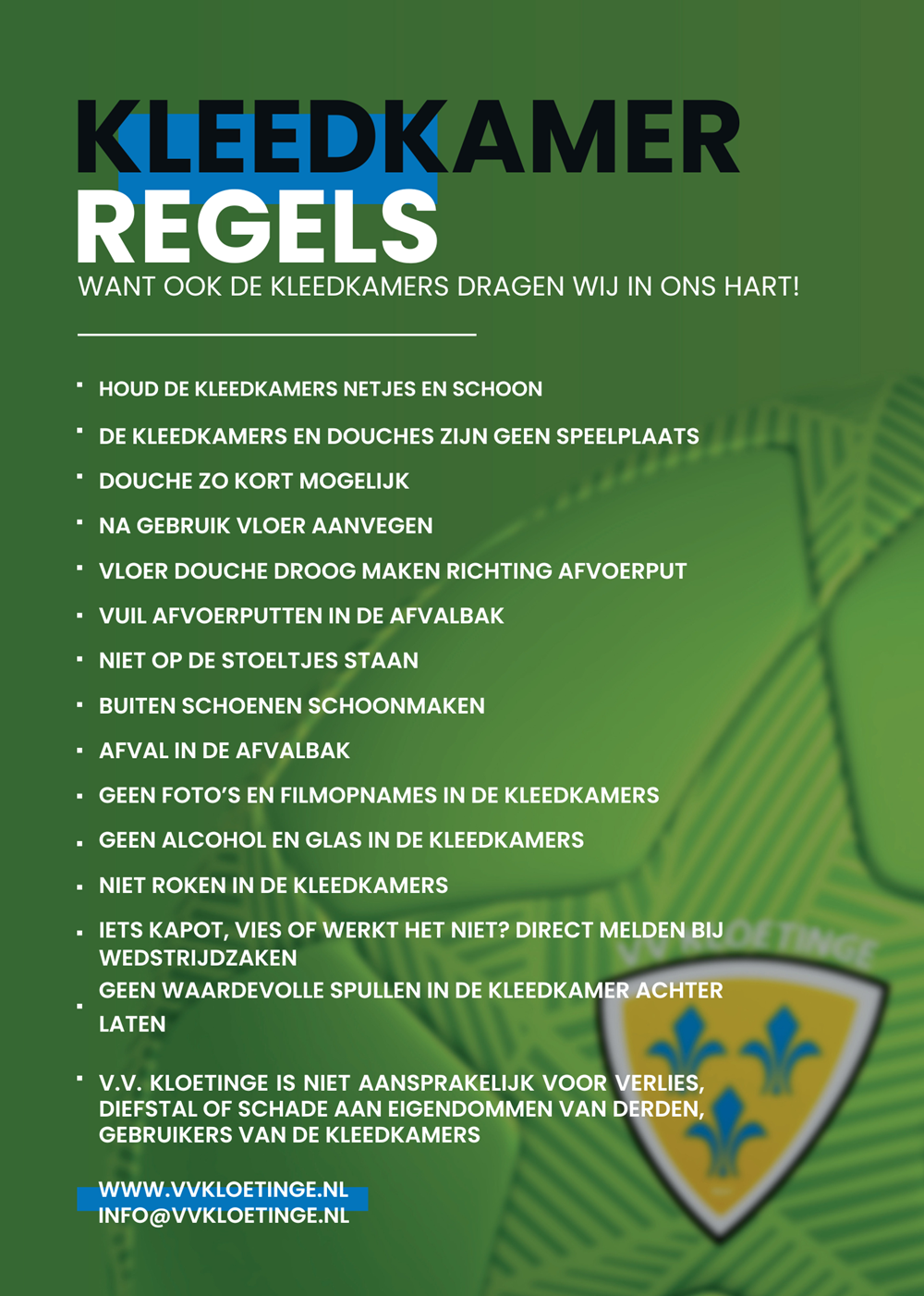 Kleedkamer regels - VV Kloetinge