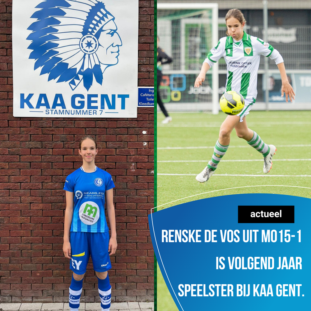 Renske de Vos uit MO15 is volgend jaar speelster bij KAA Gent - VV Kloetinge