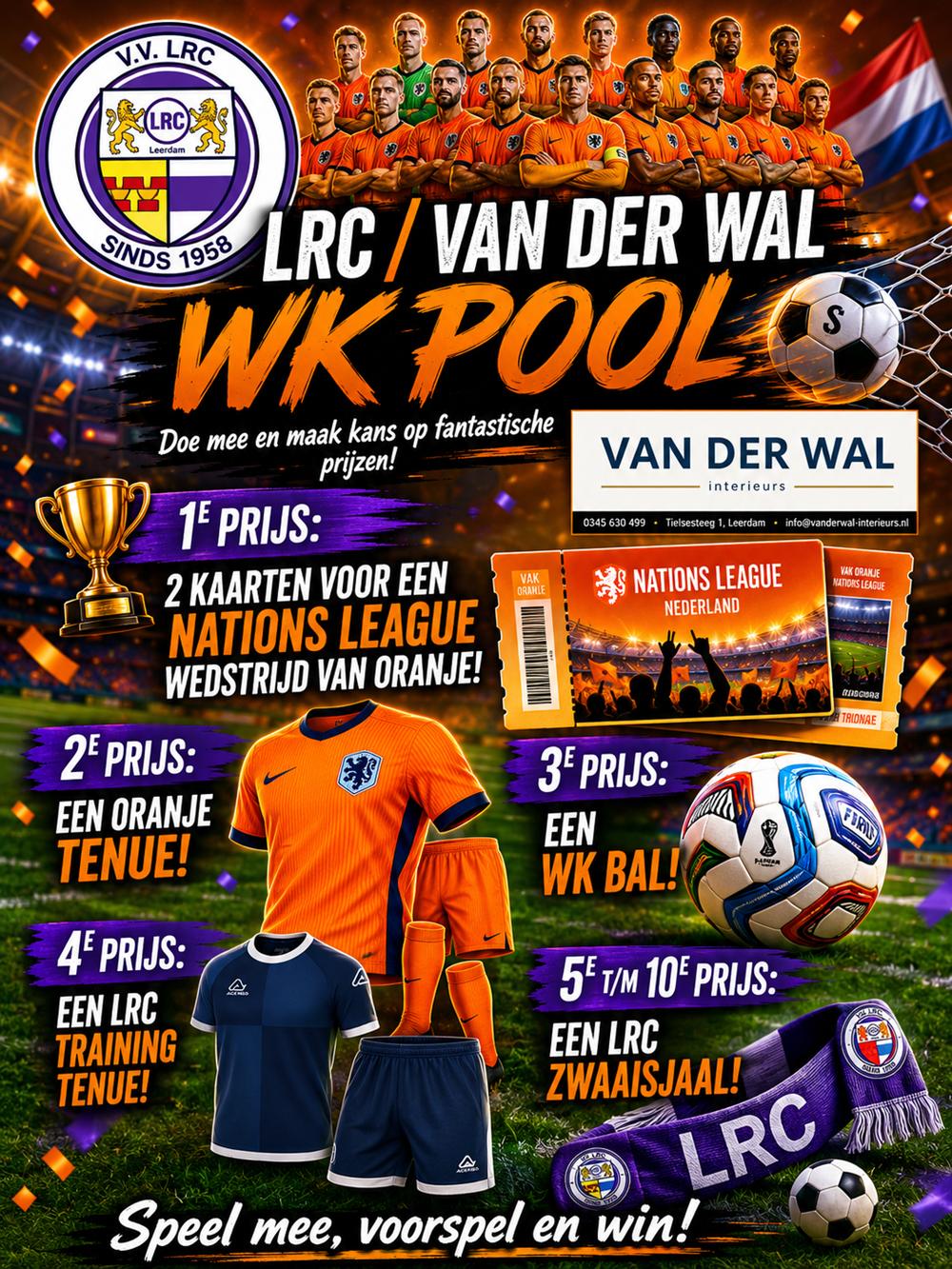 Doe mee aan de gratis LRC van der Wal WK Pool! - v.v. LRC Leerdam