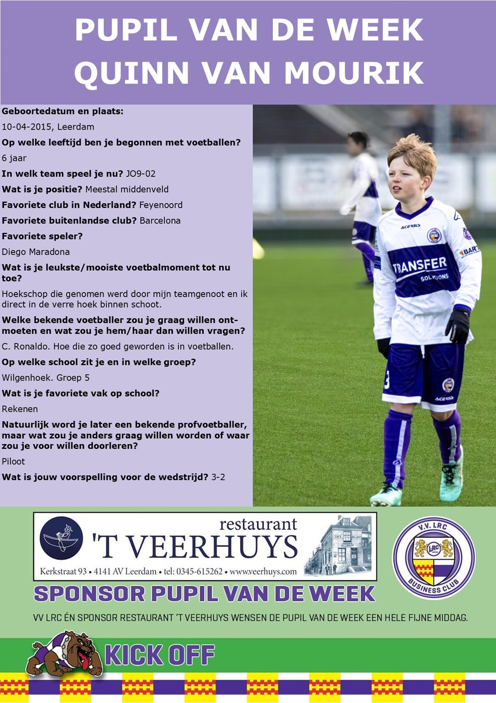 Pupil van de week - v.v. LRC Leerdam