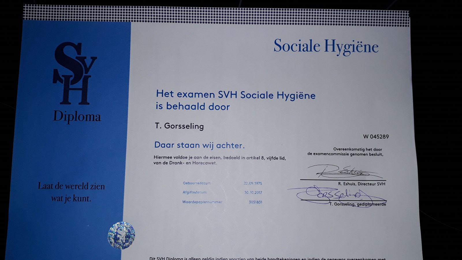 Geslaagd voor SVH Sociale Hygiëne - Loenermark