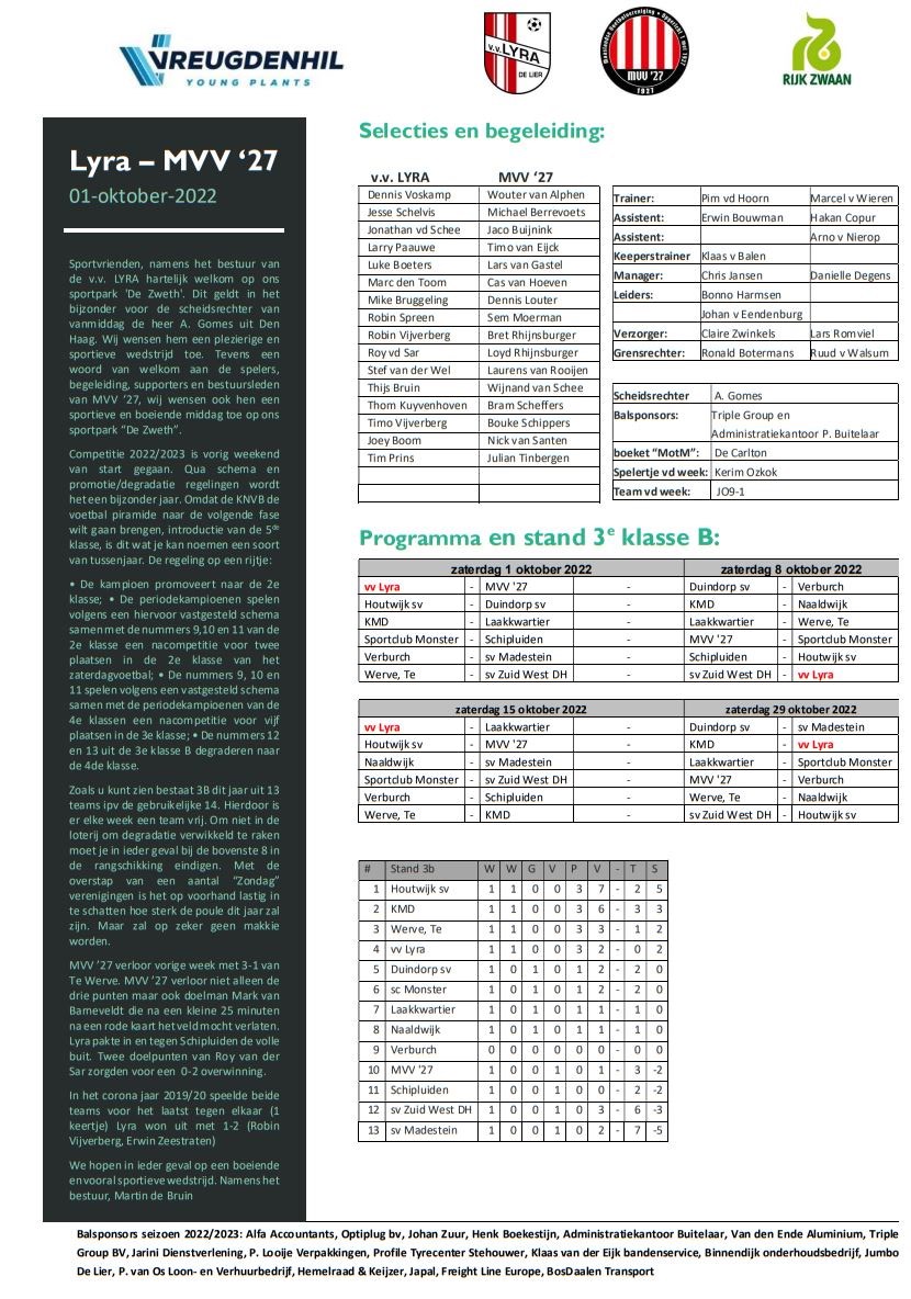 vv Lyra 1 - MVV '27 1 - v.v. Lyra