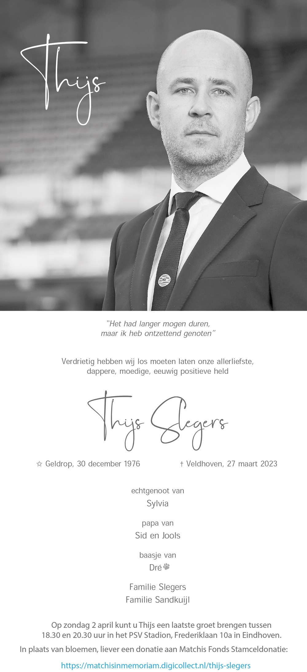 In Memoriam. Thijs Slegers overleden.