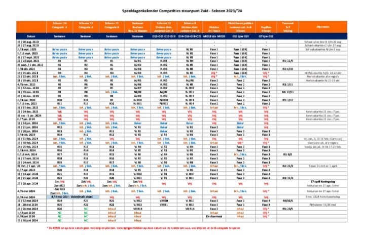 Competitie schema 2023-2024 - S.V. Nieuwdorp
