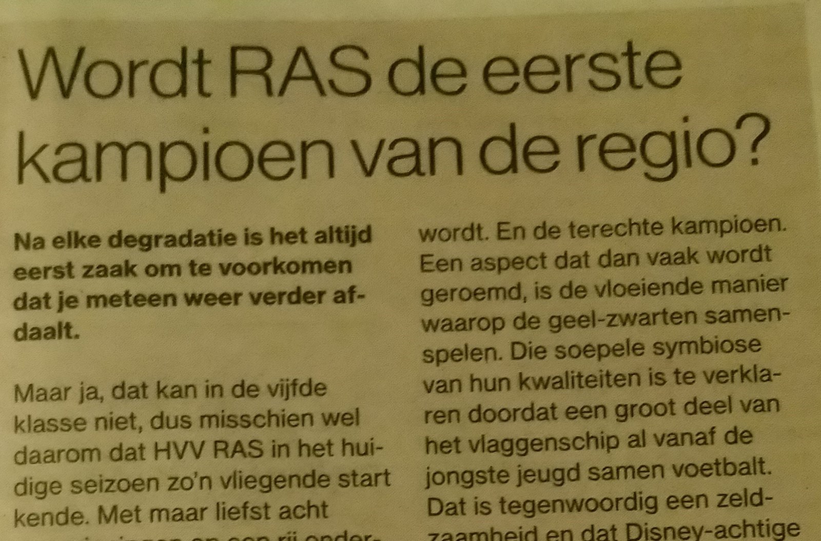 AD/HC: Wordt RAS de eerste kampioen van de regio? - Hvv RAS