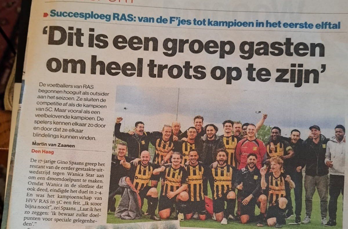 AD/HC: RAS van de F'jes tot kampioen in het eerste elftal - Hvv RAS