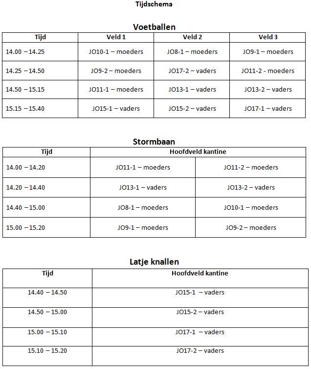 BELANGRIJK! Wijziging datum jeugdvoetbaldag + speelschema (zondag 21 ...