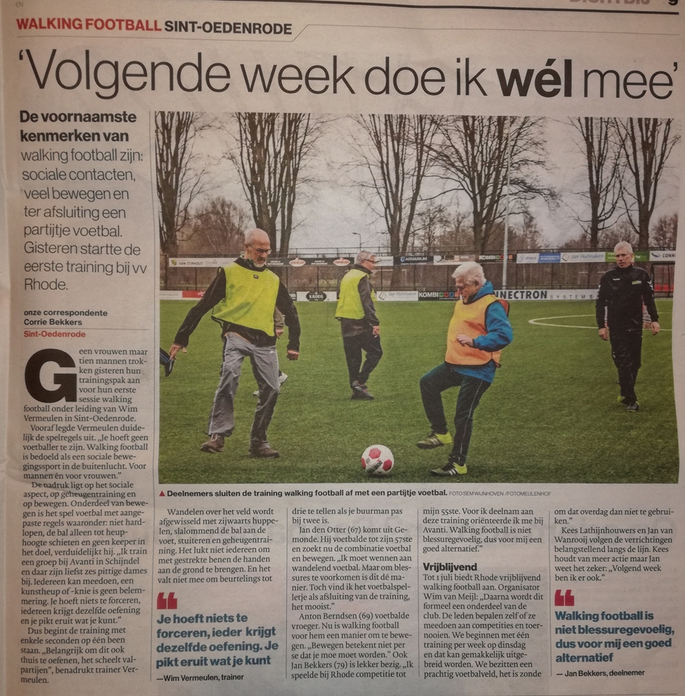 Kom gratis kennismaken met Walking Football - Rhode.nl