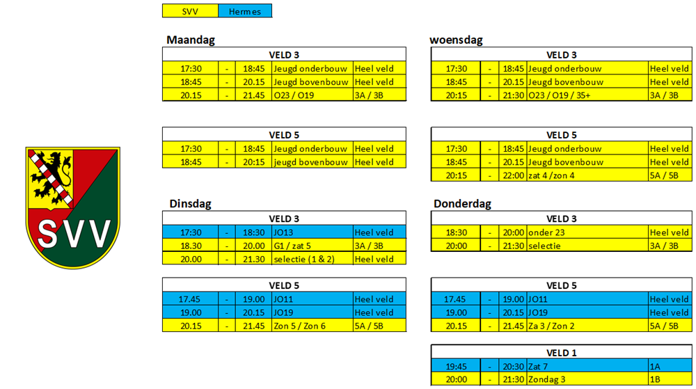Trainingstijden - SV-SVV