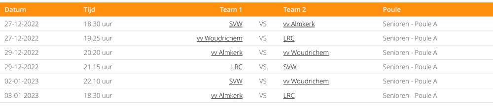 Speelschema Proxsys Cup - GVV SVW