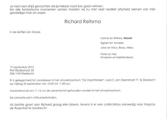 In Memoriam Richard Reitsma - VV Sliedrecht