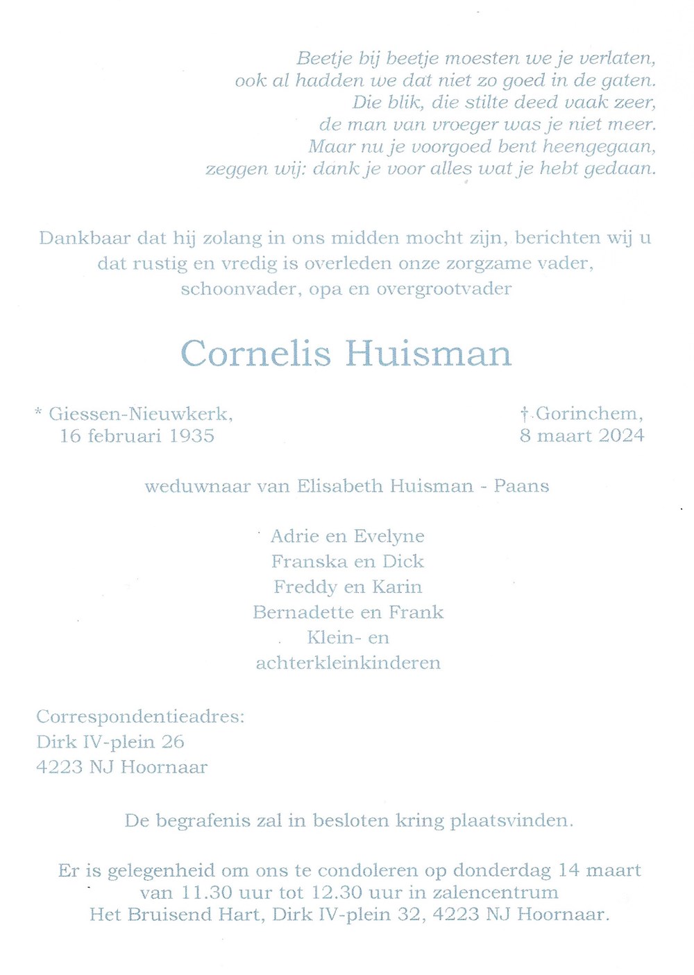 Bericht van overlijden Lid van Verdienste - SteDoCo