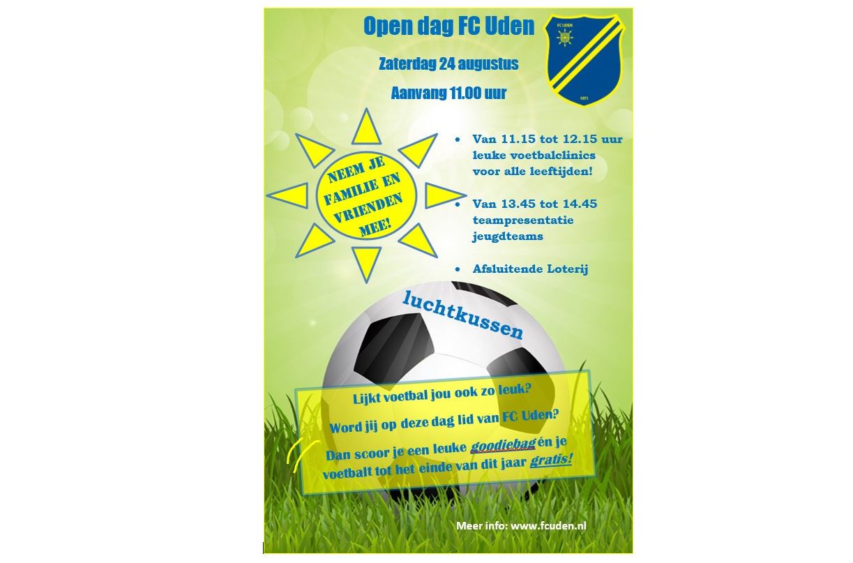 Maak kennis met voetbal tijdens de Open dag van FC Uden - FC Uden
