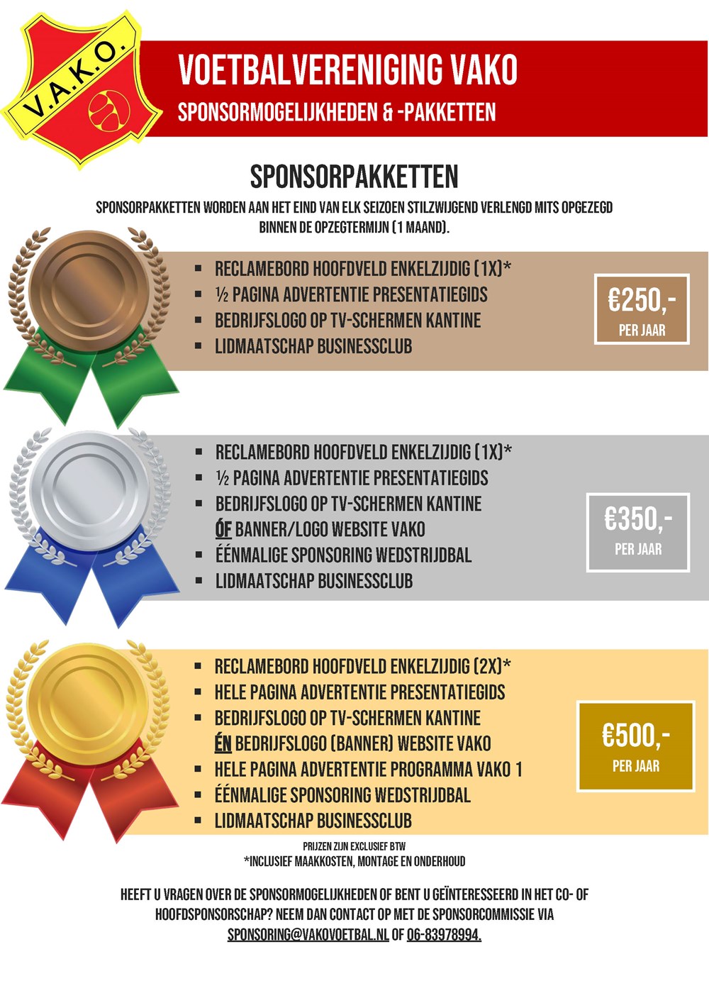 Sponsormogelijkheden - VAKO voetbal te Vries: Welkom