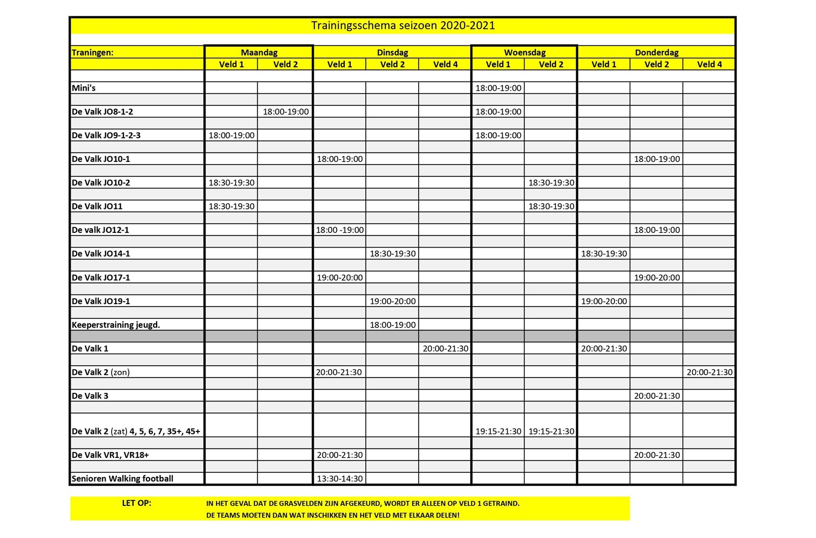 Nieuwe training schema staat online - https://www.vvdevalk.nl/