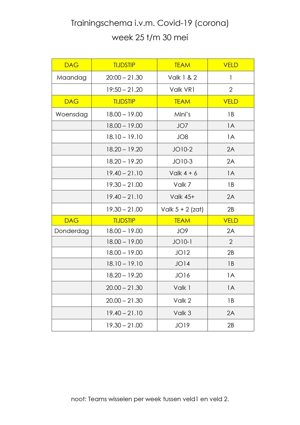 De Valk hervat ook trainingen Senioren! - https://www.vvdevalk.nl/