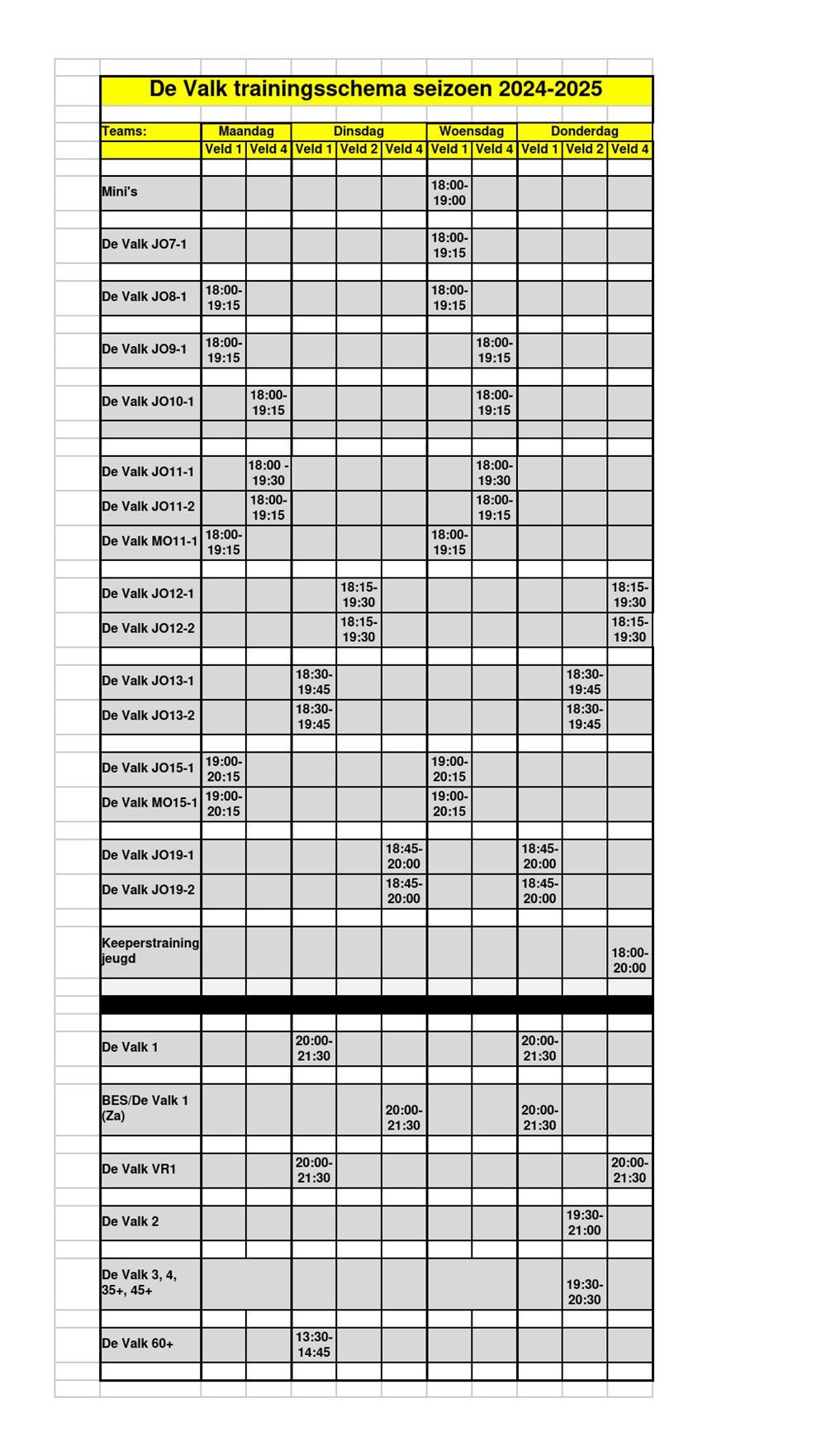 Trainingschema - https://www.vvdevalk.nl/