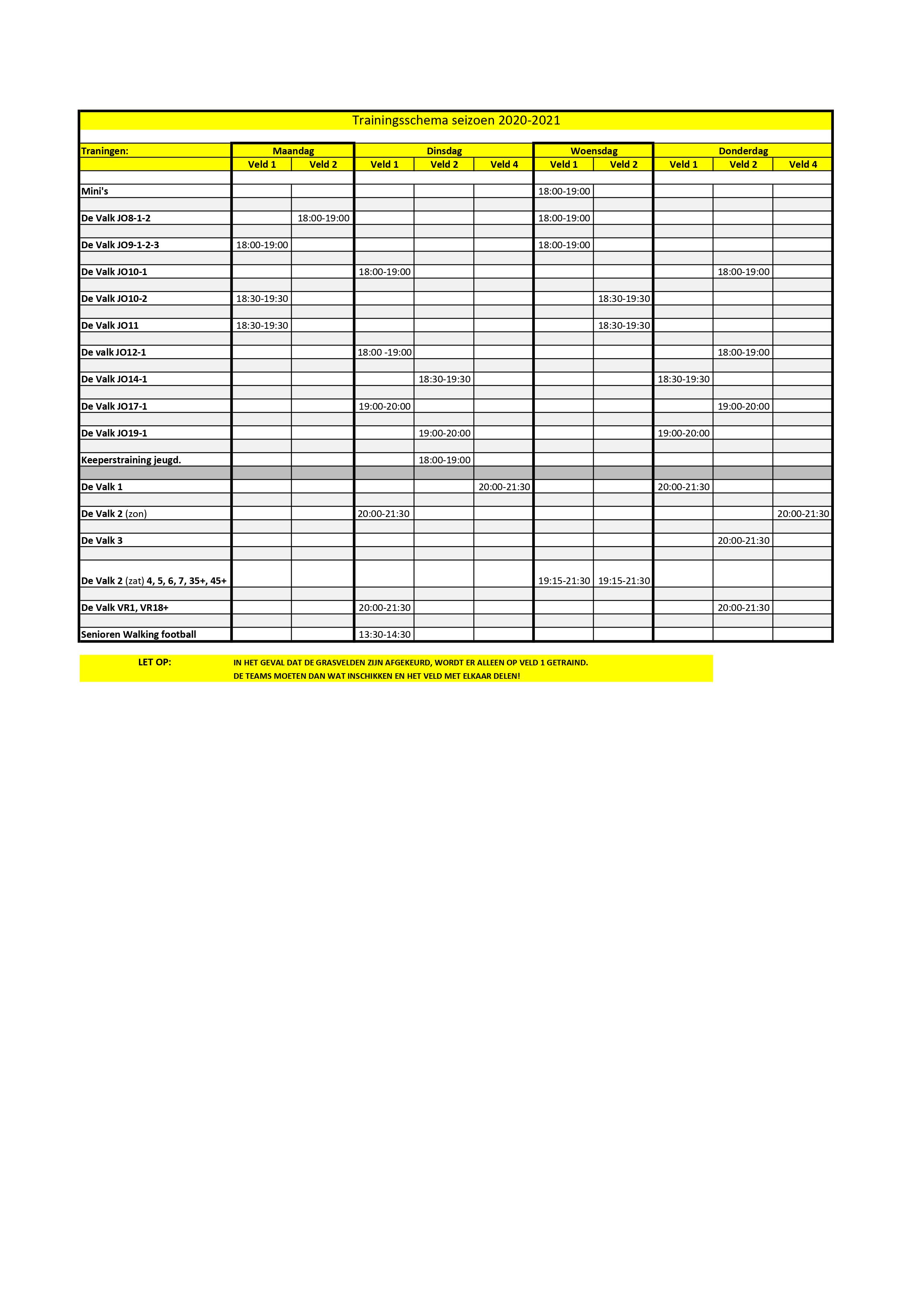 Nieuwe training schema staat online - https://www.vvdevalk.nl/
