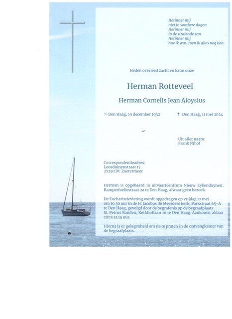 Herman Rotteveel overleden - Voetbal Vereniging Wilhelmus